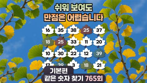 같은숫자찾기 765회 쉬워 보여도 만점은 어렵습니다 퀴즈 치매예방퀴즈 두뇌활성화 Number Search Quiz Youtube