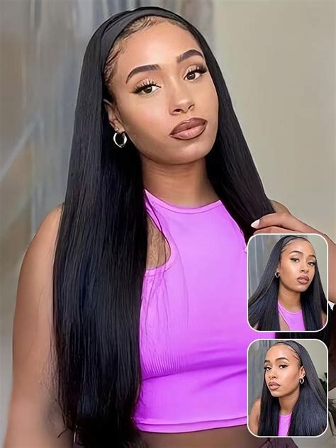 Wavymy Straight Headband Wig Virgin Human Hair Straight Scarf Wigs Rea