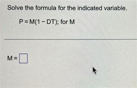solved solve the formula for the indicated variable