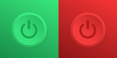 흰색 배경에 전원 단추 아이콘입니다 배너 사이트용 웹 단추입니다 켜기 끄기 아이콘 인터페이스 녹색과 빨간색 버튼 벡터 그림 3차원 형태에 대한 스톡 벡터 아트 및 기타