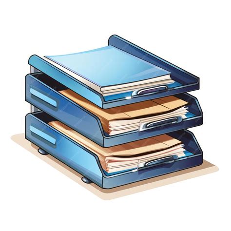 Premium Photo Document Tray Clip Art Cartoon Illustration Isolated