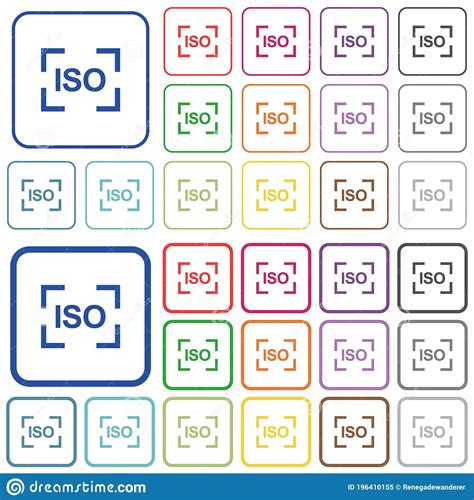 Camera Iso Speed Setting Outlined Flat Color Icons Stock Vector Illustration Of Speed