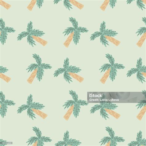 만화 낙서 야자수 장식 파스텔 팔레트 원활한 패턴 밝은 회색 배경 크리에이티브 프린트 0명에 대한 스톡 벡터 아트 및 기타 이미지 0명 나무 낙서 드로잉 Istock