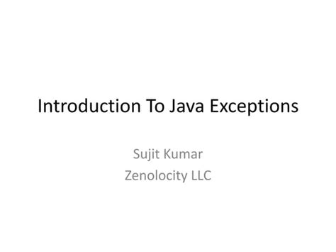 Introduction To Java Exceptions Ppt
