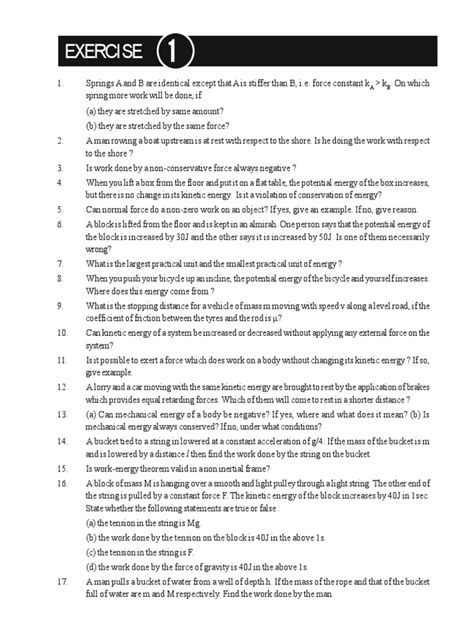 Work Energy Power Questions Pdf Force Acceleration