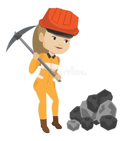 Miner Working With Pickaxe Vector Illustration Stock Vector Illustration Of Industry