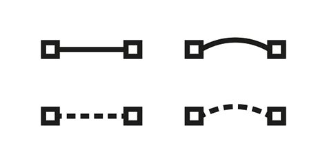 Icône De Contour De Ligne De Courbe Bézier Jeu De Symboles De Loutil De