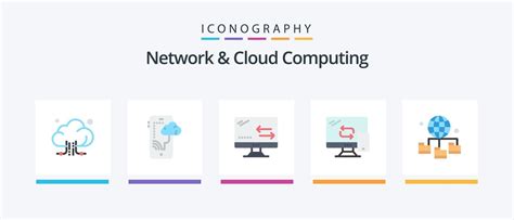 Network And Cloud Computing Flat 5 Icon Pack Including Connection Transfer Cloud Networking