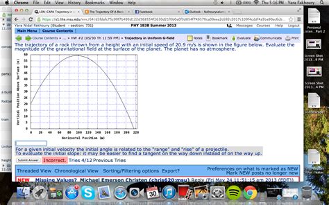 Solved The Trajectory Of A Rock Thrown From A Height With An