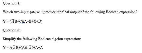 Solved Question 1 Which Two Input Gate Will Produce The
