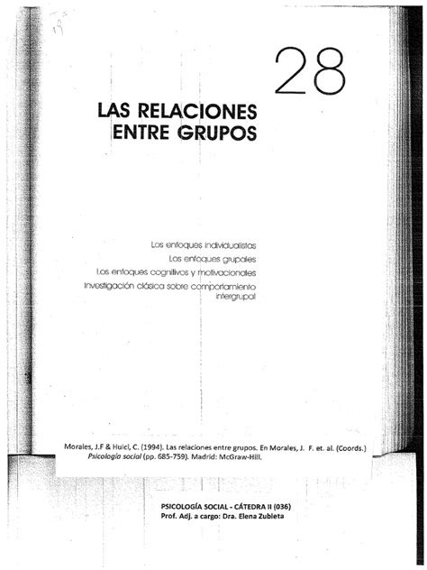 Teorico Morales Y Huici Las Relaciones Entre Grupos Pdf