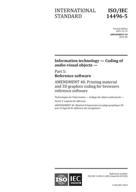 ISO IEC 14496 5 2001 Amd 40 2019 Information Technology Coding Of Audio Visual Objects Part 5