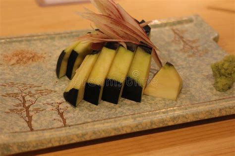 Japanese Cuisine Eggplant Sashimi In Kyoto Japan Stock Image Image