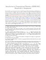 Hw02 Assignment Pdf Introduction To Computational Statistics DSSH 6301 Homework 2 Assignments