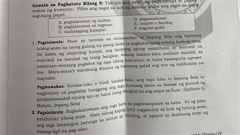 Gawain sa Pagkatuto Bilang 5 Tukuyin ang | StudyX