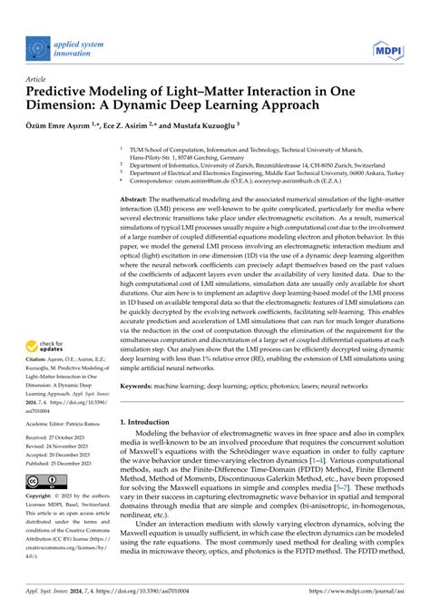 Pdf Predictive Modeling Of Lightmatter Interaction In One Dimension A Dynamic Deep Learning