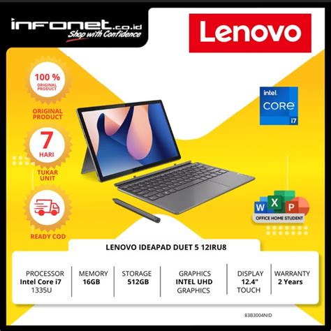 Jual LENOVO IDEAPAD DUET 5 12IRU8 I7 1335U 16GB 512GB 12 4 TOUCH W11 OHS Shopee Indonesia