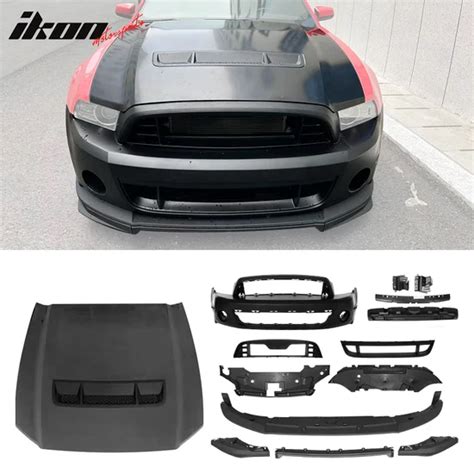 2010 2014 Ford Mustang Gt500 Style Front Bumper Cover Hood Grille Lip