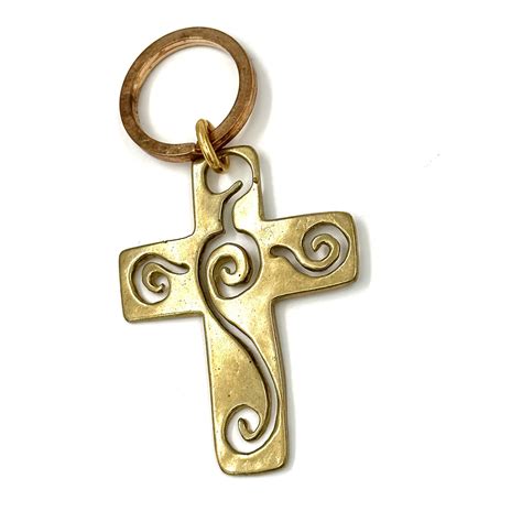 Robert Lee Morris Cutout Brass Cross Keyring Robert Lee Morris Gallery