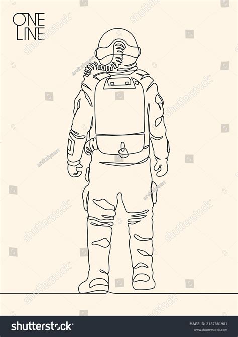 Cosmonaut Spacesuit Astronaut Linear Silhouette Continuous Stock Vector Royalty Free