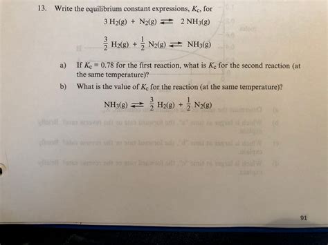 Solved 13 Write The Equilibrium Constant Expressions Kc Chegg Com