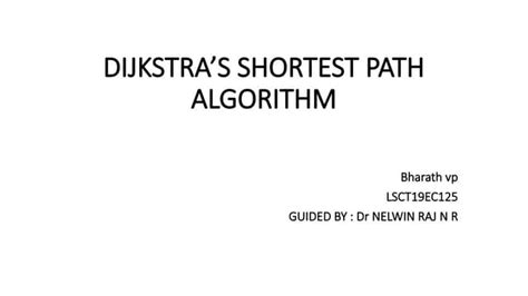 Seminar On Shortest Path Algorithmspptx