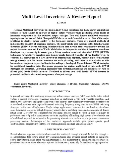 Multi Level Inverters A Review Report Pdf Power Inverter Power Electronics