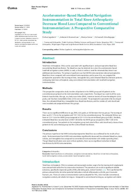 Pdf Accelerometer Based Handheld Navigation Instrumentation In Total