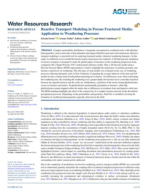 Pdf Reactive Transport Modeling In Porous Fractured Media