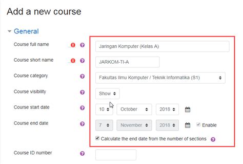 Cara Membuat Kursus Pada E Learning Berbasis Moodle