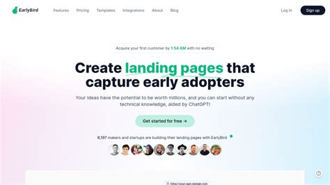 Earlybird No Code Landing Page Builder For Early Stage Startups To