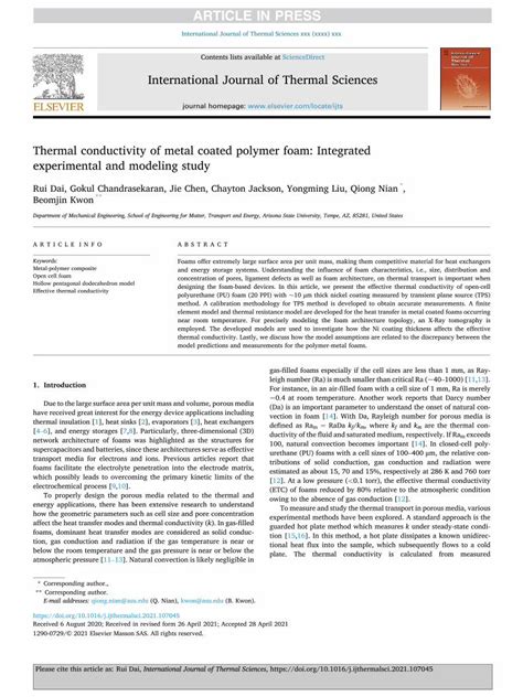 Pdf Thermal Conductivity Of Metal Coated Polymer Foam Dokumen Tips