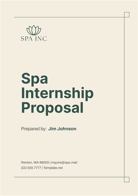 Free Spa Internship Proposal Template To Edit Online
