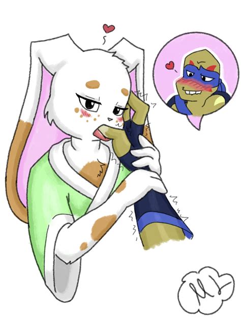 Rule 34 Blush Bunny Bunny Girl Eye Contact Fingers Leonardo Leonardo Tmnt Licking Markings