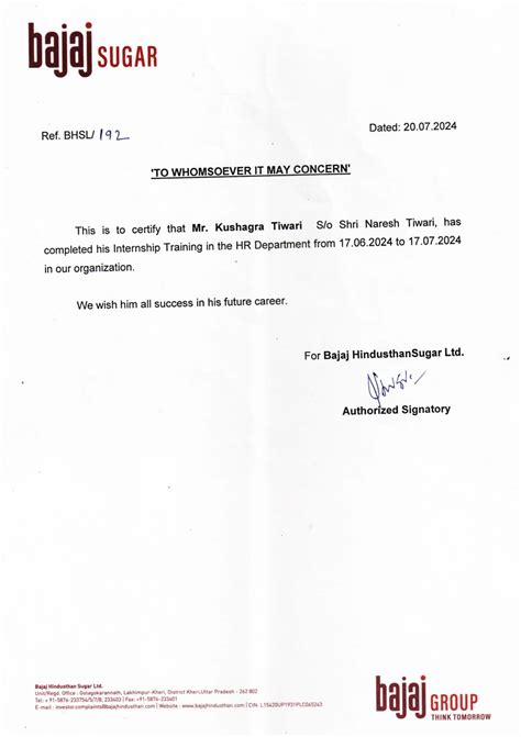 Kushagra Tiwari On Linkedin Internship Completion Certificate Position