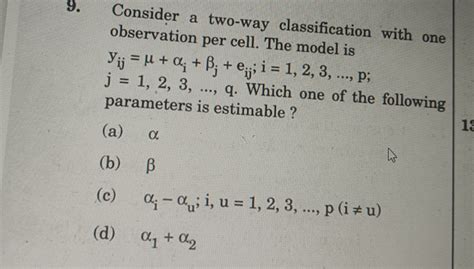 Solved Consider A Two Way Classification With One