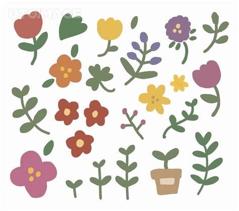 식물 손그림 일러스트 소스 B201102 예시리 일러스트 일러스트 백터 디자인소스 그래픽소스 귀여운 손그림 다이어리 꾸미기 다꾸 스티커 식물 꽃