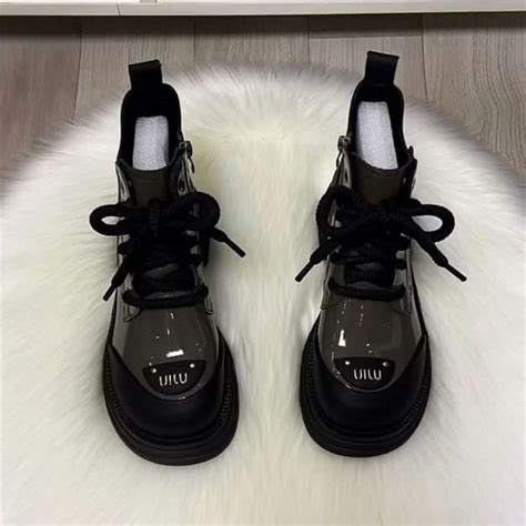 Ботинки Женский Miu Miu глубокий зеленый размер 37 Зима Молния Шнурки Толстый каблук Вышивка