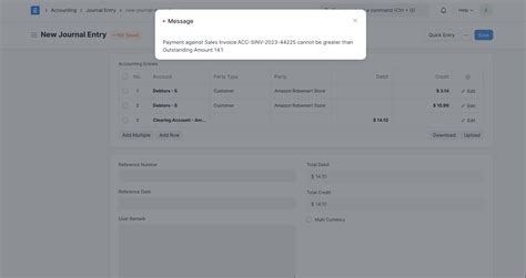 Bug Payment Cannot Be Greater Than Outstanding Accounting Frappe Forum