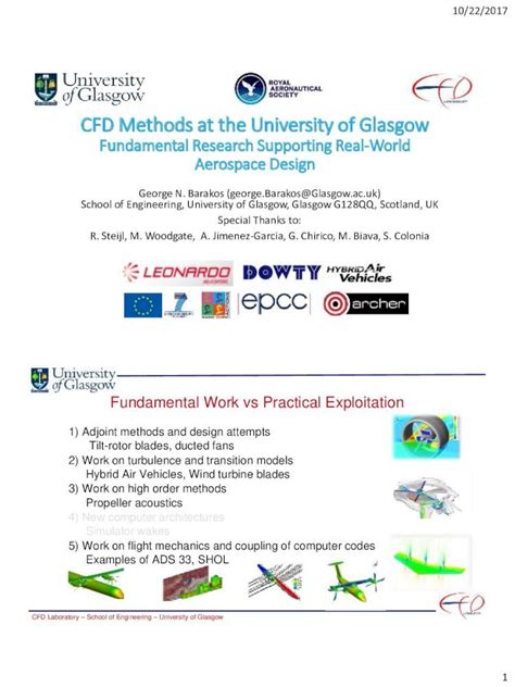 Pdf Cfd Methods At The University Of Glasgowcfd Laboratory School