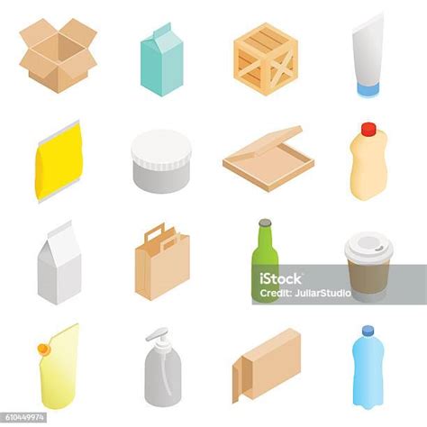 패키징 아이소메트릭 3d 아이콘 세트 포장에 대한 스톡 벡터 아트 및 기타 이미지 포장 등측투영법 플라스틱 Istock