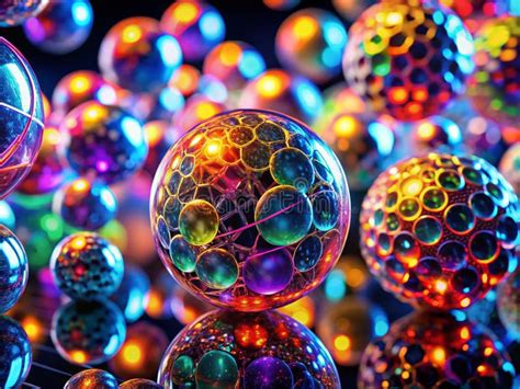 Vibrant Neon Molecular Spheres An Abstract Physics Background For