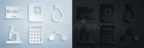 Set Calculator Test Tube And Flask Microscope Molecule Electrical