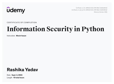 Completed Mastering Information Security In Python Certification Course Rashika Yadav