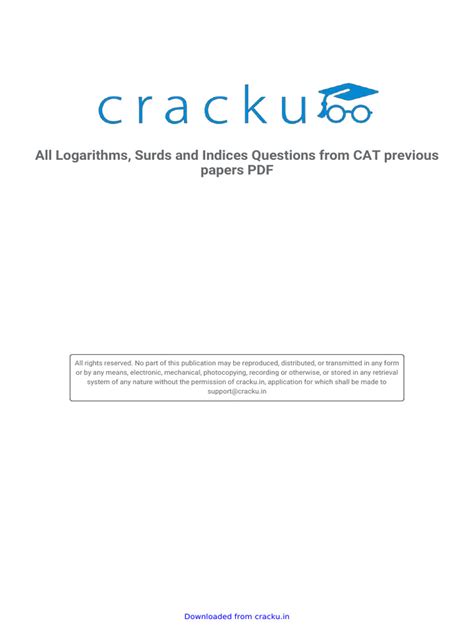 All Logarithms Surds And Indices Questions From Cat Previous Papers Pdf Pdf Logarithm Numbers