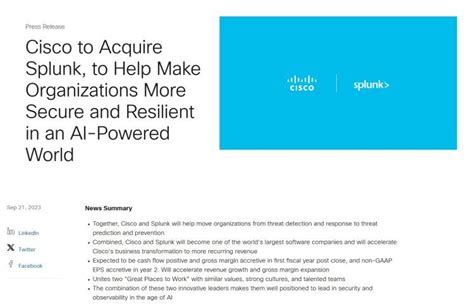 今年最大笔科技交易！思科豪掷280亿美元收购网络安全公司splunk 网络安全 思科 美元 新浪新闻