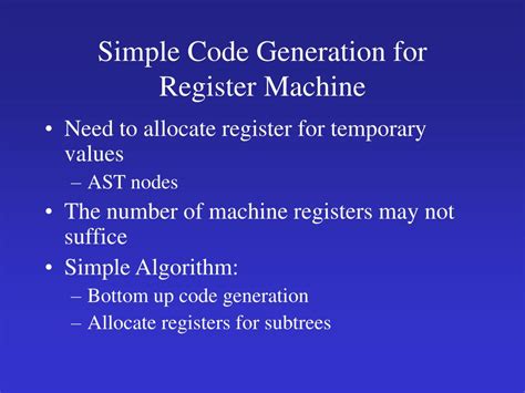 Ppt Code Generation Simple Register Allocation Powerpoint