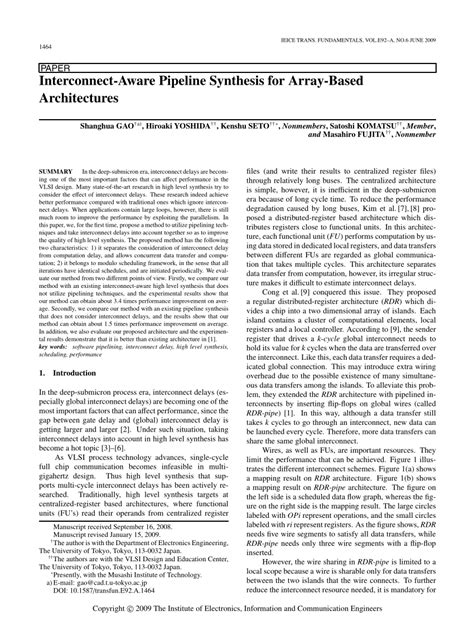 pdf interconnect aware pipeline synthesis for array based architectures