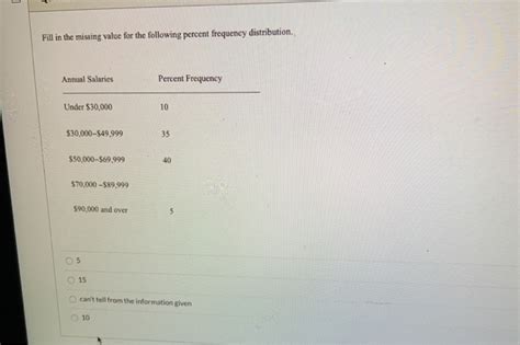 Solved Fill In The Missing Value For The Following Percent