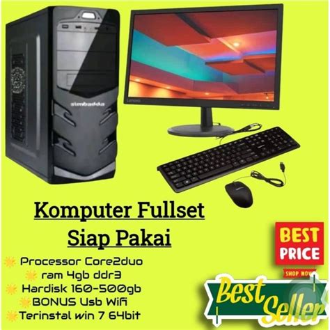 Jual Paket Komputer Fullset Siap Pakai Core2duo Ram 4gb Ddr3 Hardisk 500gb Bonus Usb Wifi Cocok